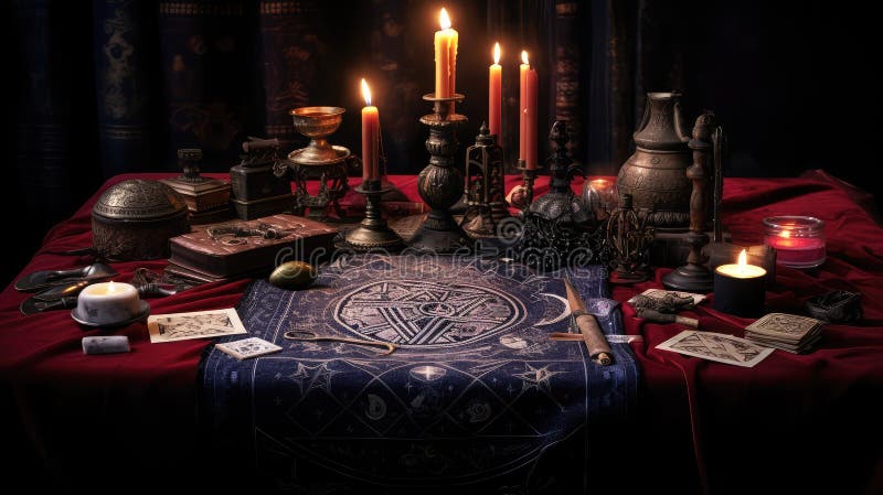 Cloth magic table stock illustration. Illustration of alchemy - 361837298