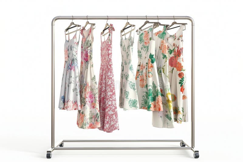 Cloth Rack with Floral Summer Dresses Ai Photo Stock Illustration ...