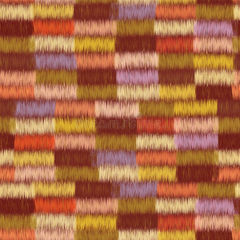Cloth Seamless Pattern with Rows of Colorful Grunge Striped Rectangular ...