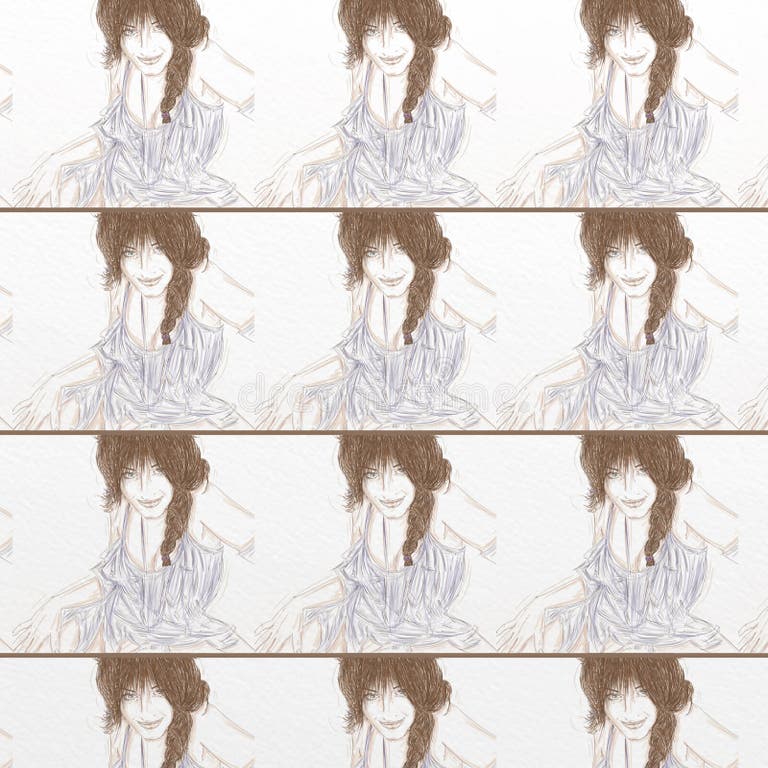 Cloth with Woman Pattern, Repeating Pattern, Stock Illustration ...