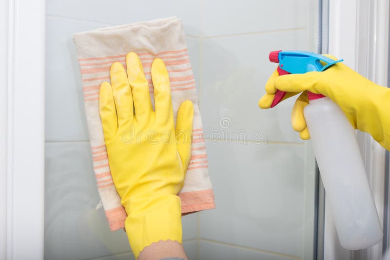 Cloth and spray cleaning stock image. Image of holding - 157221923