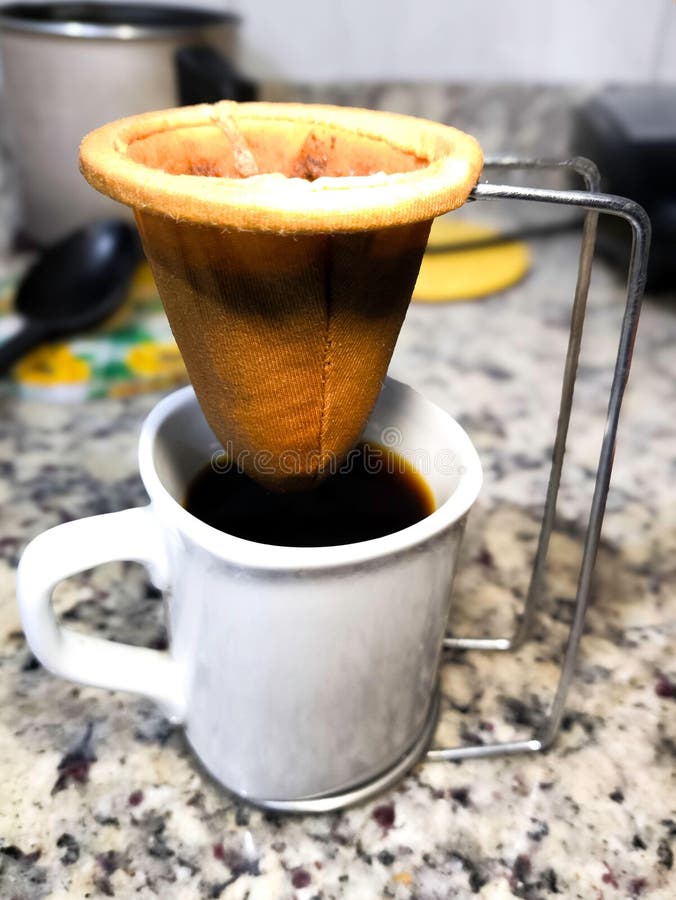 Cloth Strainer for Coffee Making Stock Image - Image of moment, routine ...
