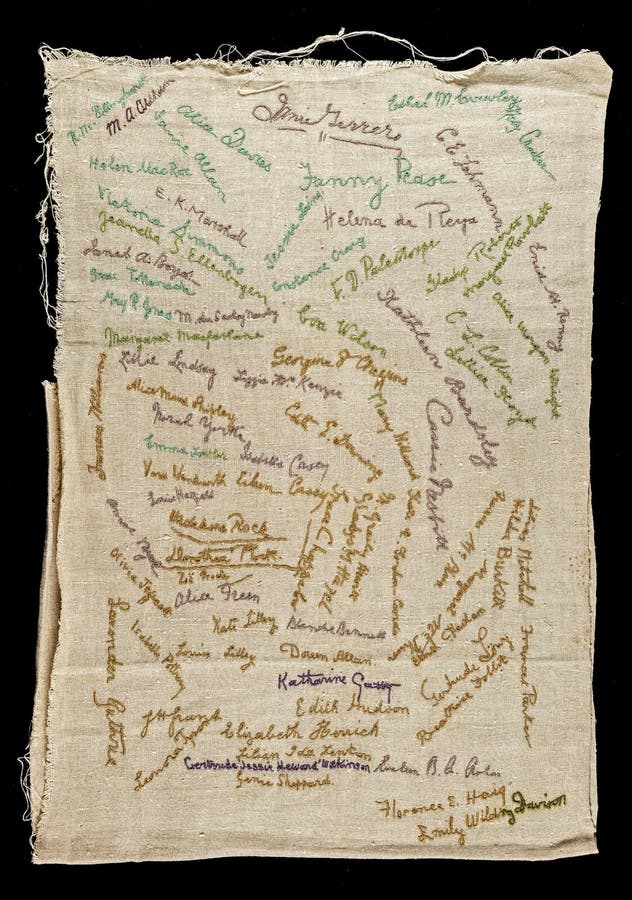 Cloth With Suffragettes Names Stock Image - Image of wood, document ...