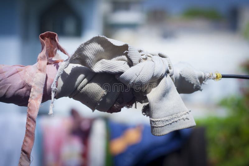 Close Up of Knot on the Old Cloth Washing Line. Stock Photo - Image of ...