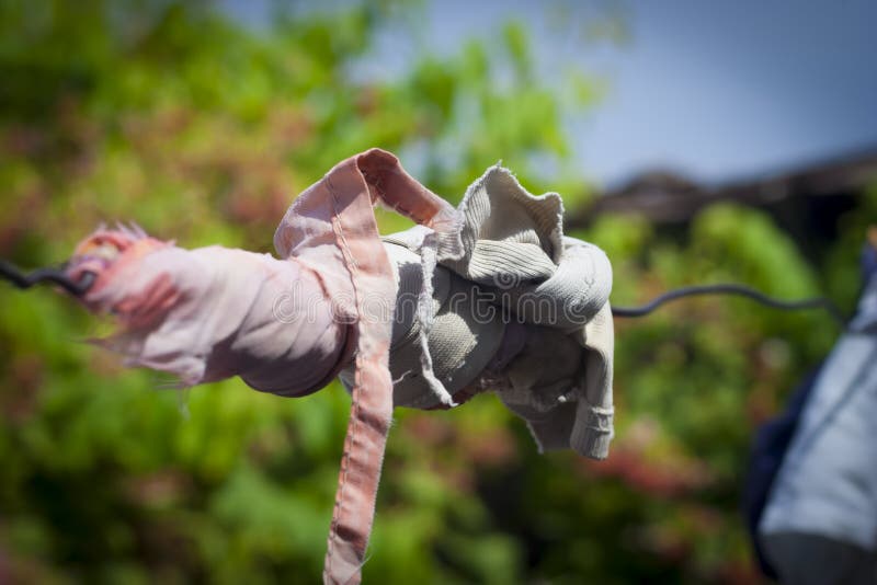 Close Up of Knot on the Old Cloth Washing Line. Stock Image - Image of ...