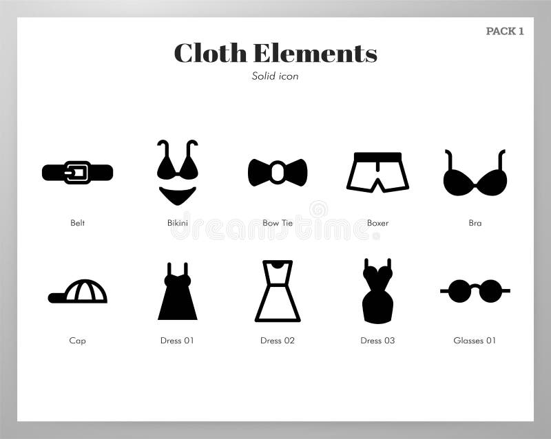 Cloth elements Solid pack stock vector. Illustration of women - 154642940
