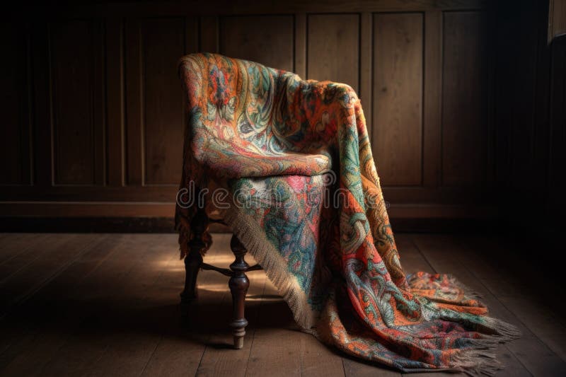 Cloth, with Vibrant and Intricate Pattern, Draped Over Wooden Chair ...
