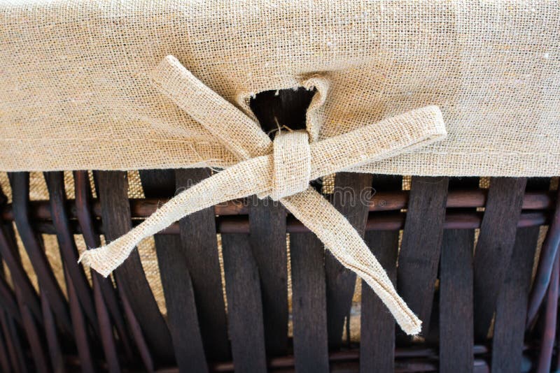 Cloth and Wicker Oval Basket Front Close Up View Stock Photo - Image of ...