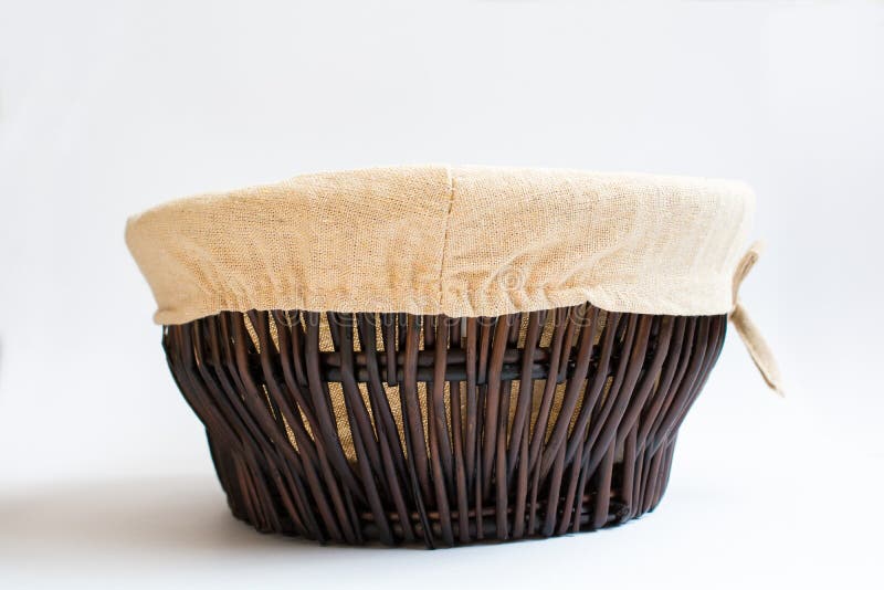 Cloth and Wicker Oval Basket Side View Stock Image - Image of ecology ...