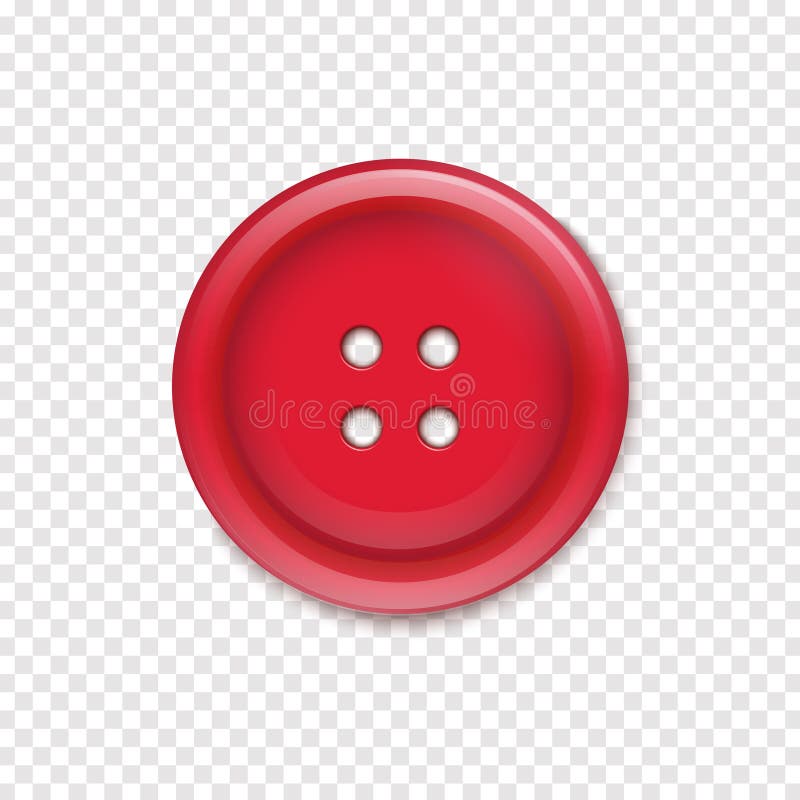 Realistic Red Clothes Button with Four Holes. Sewing Item Decoration ...
