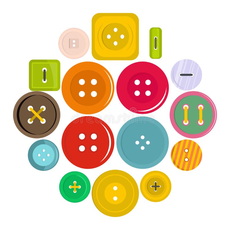 Clothes Button Set with Needle Stock Vector - Illustration of button ...