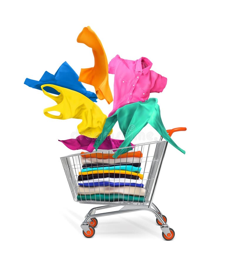Clothes in the Cart. Vector Illustration Stock Vector - Illustration of ...