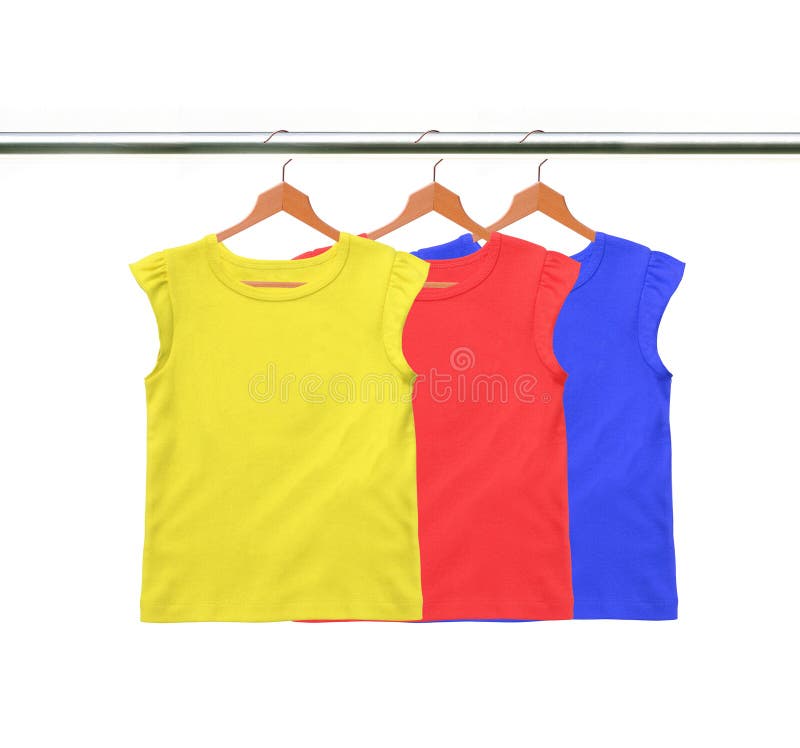 Clothes on Circle Hanger Over Painted Wooden Planks Background Stock ...