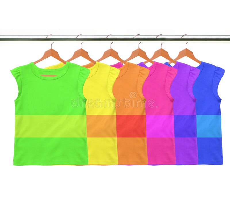 Clothes on Circle Hanger Over Painted Wooden Planks Background Stock ...