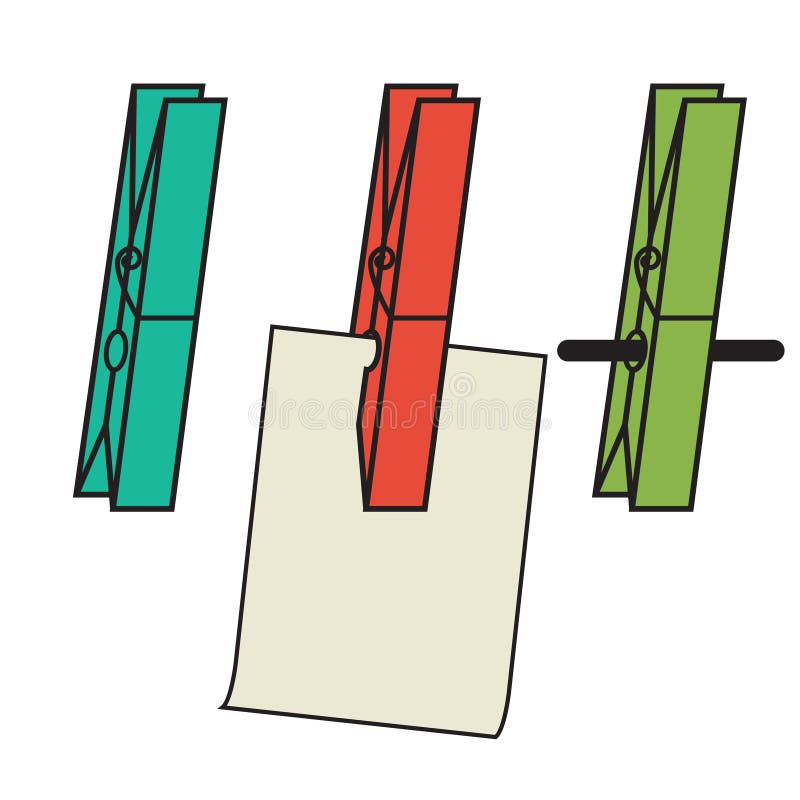 Clothes clips stock vector. Illustration of piece, rope - 89562644