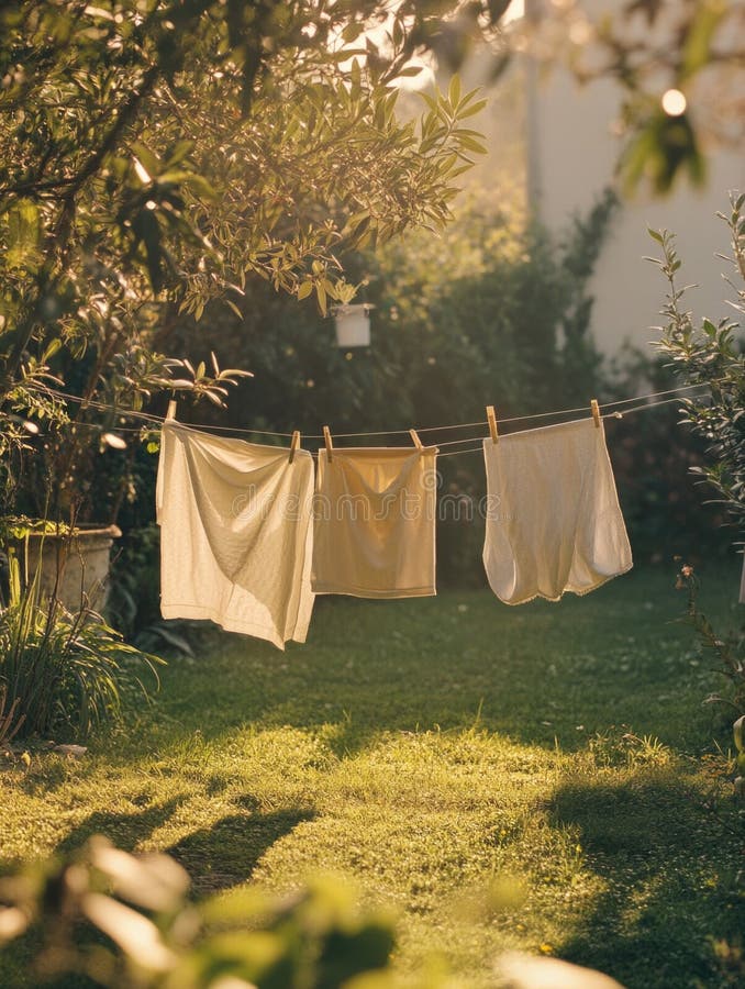 Clothes on Clothesline stock image. Image of household - 376707833