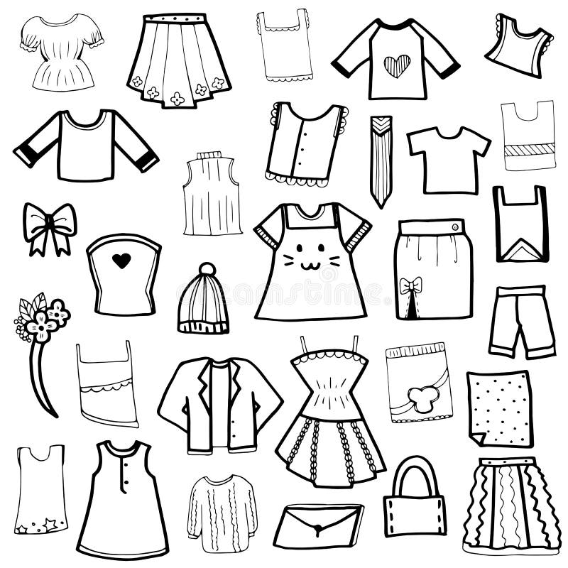 Clothes Sketch Vector Set of Free Hand Drawing Stock Vector ...