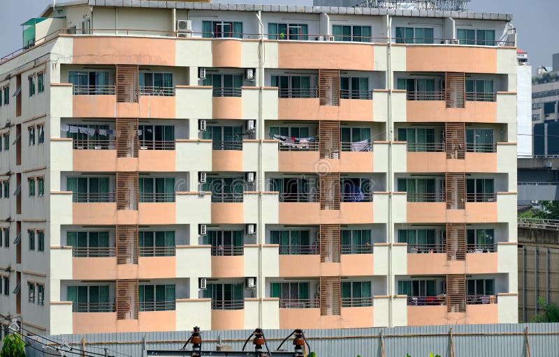 Apartment Building Under the Sun Light Stock Photo - Image of clothes ...