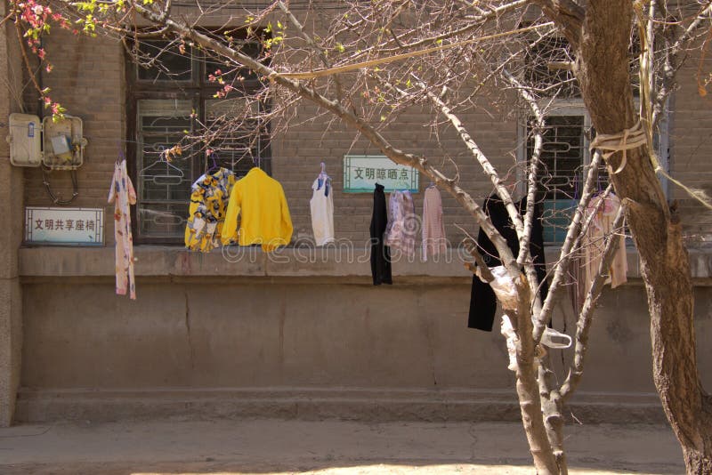 Clothes drying stock image. Image of china, clothesline - 379323193