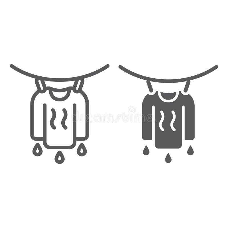 Clothes Drying Line Icon, Laundry and Housekeeping, Hanging Clothes ...