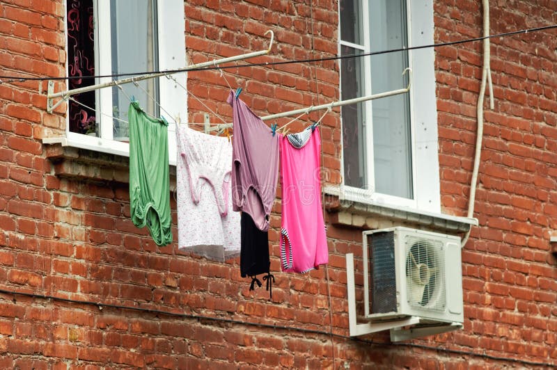 Clothes Drying Rope Under Window Stock Photos - Free & Royalty-Free ...