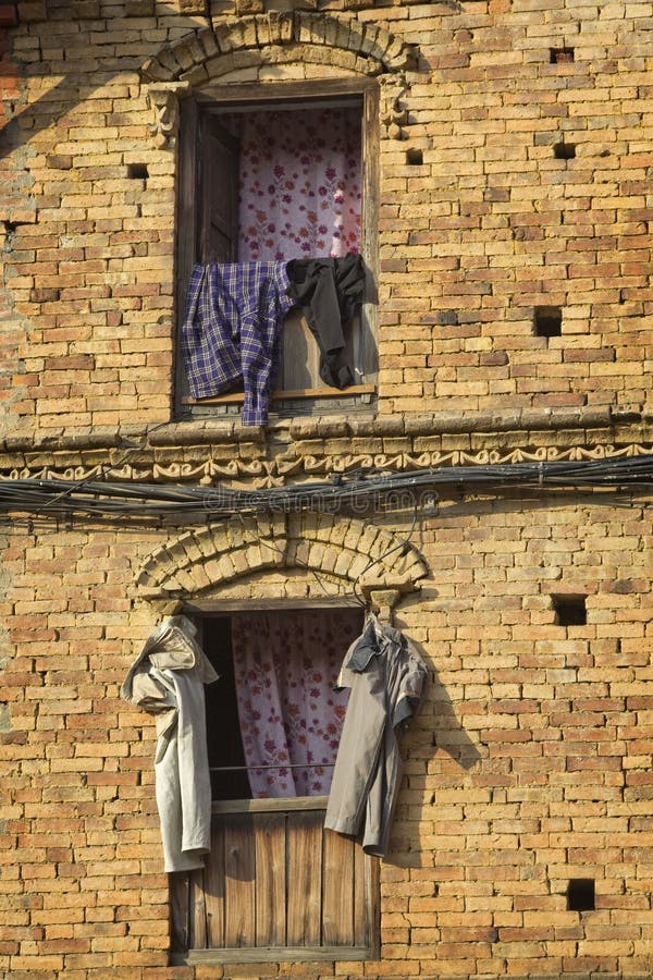 Clothes Drying on the Window, Kathmandu, Nepal Stock Photo - Image of ...