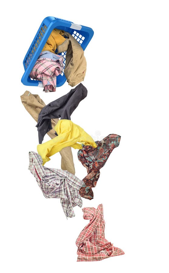 Laundry in a Basket and Falling Clothes Stock Image - Image of cloth ...