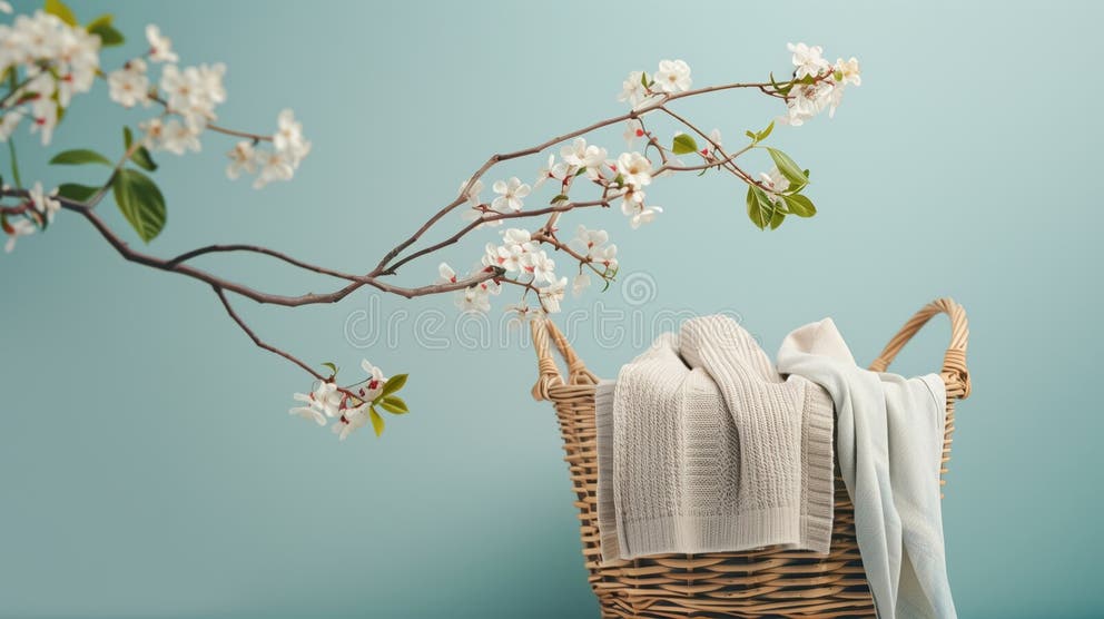 Clothes Hamper, Spring, Minimalism, Place of the Text Stock Photo ...