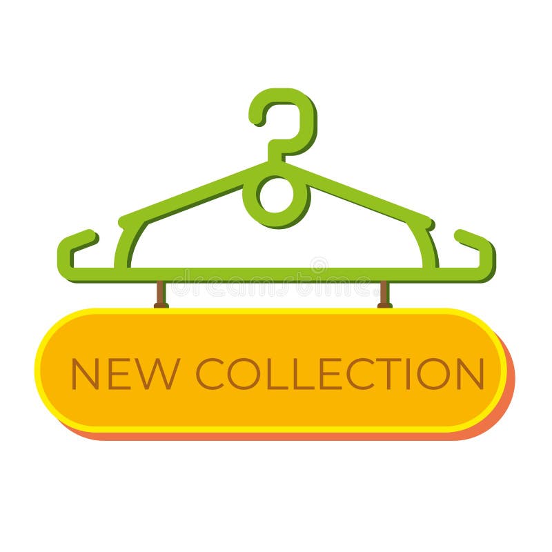 Clothes Hanger with New Collection Tag. Green Bright Hanger with Frame ...