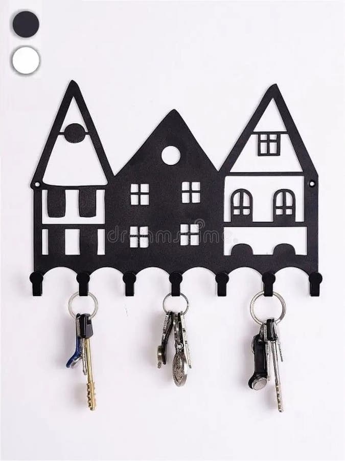 Clothes Hanger Metal Cnc Vector with Image of Houses Stock Illustration ...