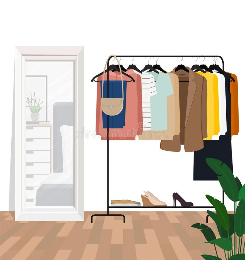 Clothes Hanging from a Hanger. Stock Vector - Illustration of shirts ...