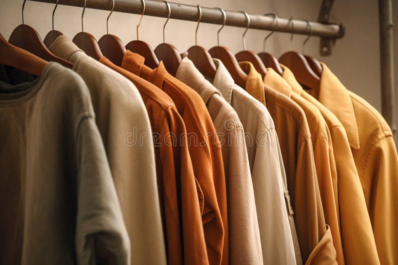 Clothes Hanging on Hangers on Racks. Generative Ai Stock Illustration ...