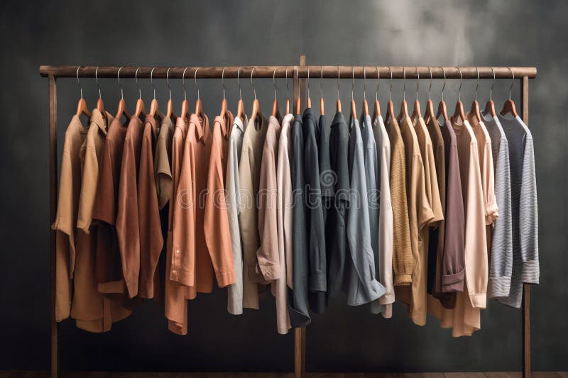 Clothes Hanging on Hangers on Racks. Generative Ai Stock Illustration ...