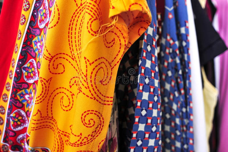 Clothes Hanging on a Rack in a Flea Market Stock Image - Image of ...