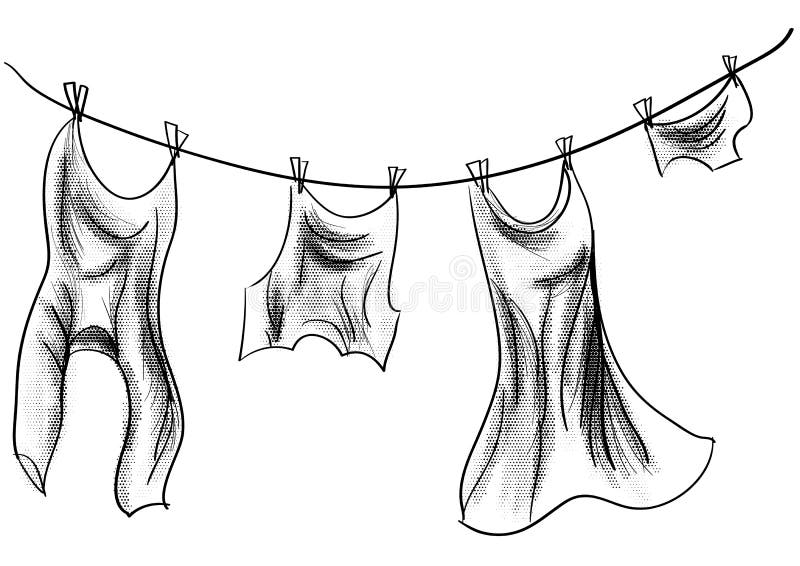 Clothes hanging on a rope stock vector. Illustration of string - 174976142