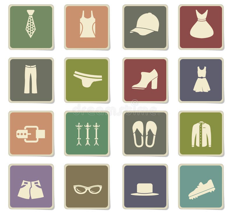 Clothes icon set stock illustration. Illustration of undershirt - 89848392