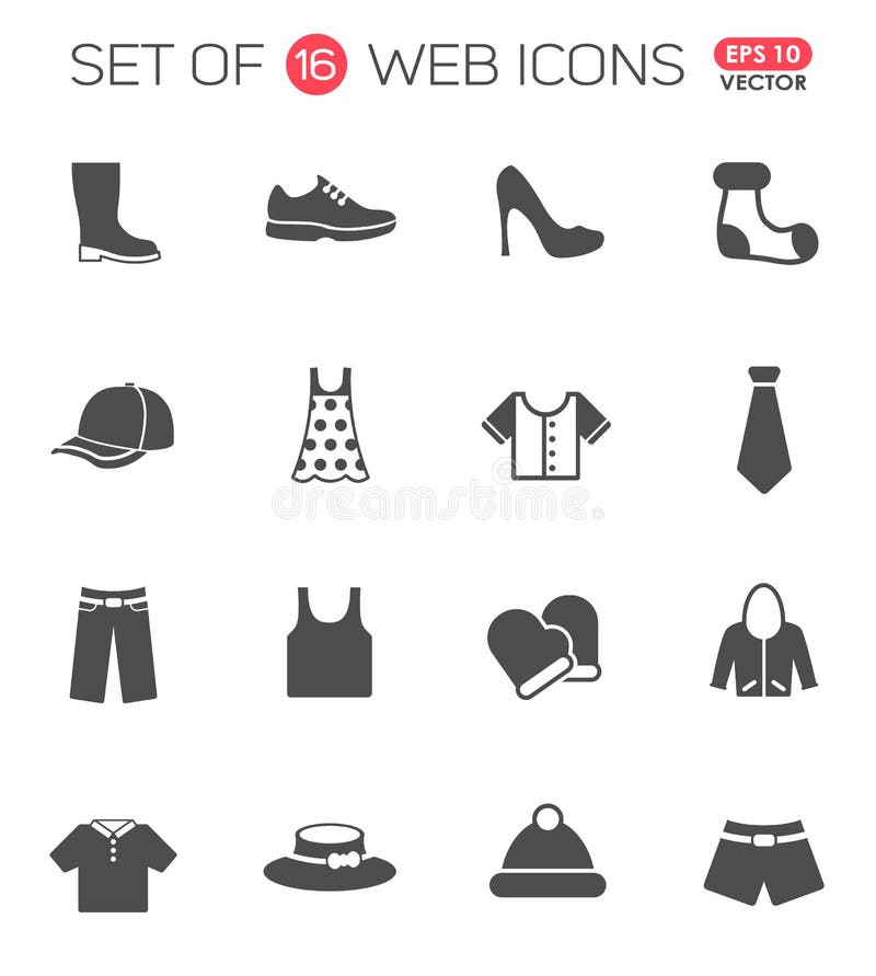 Clothes Icon Set. Clothes Web Icons Stock Vector - Illustration of ...