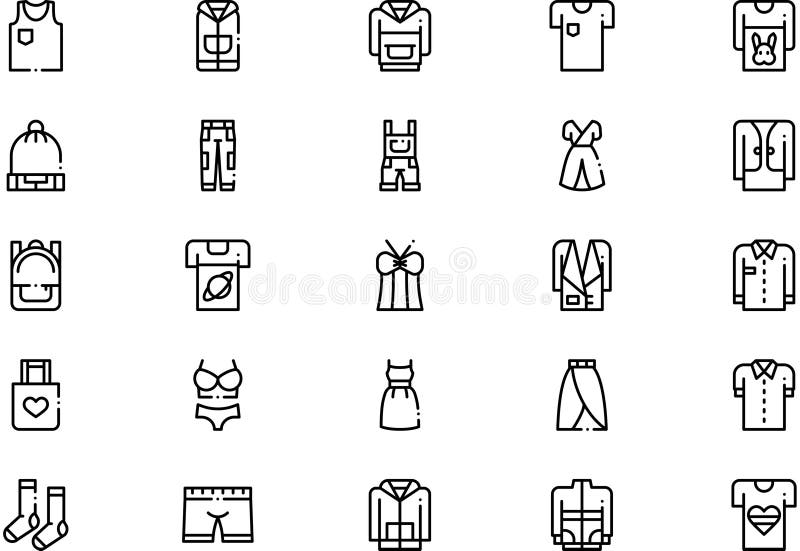 Clothes Icons Collection is a Vector Illustration with Editable Stroke ...