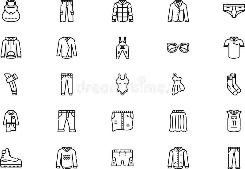 Clothes Icons Collection is a Vector Illustration with Editable Stroke ...