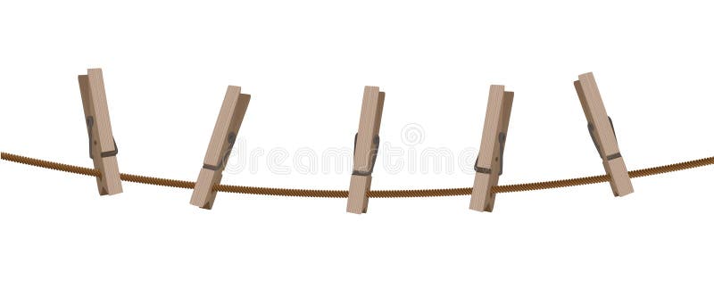 Clothes line with pegs stock vector. Illustration of clipped - 13728643