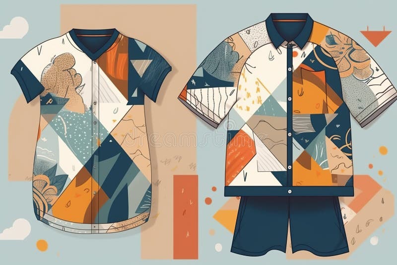 Clothes Mock Up Design with Patchwork Details, Concept of Textile ...