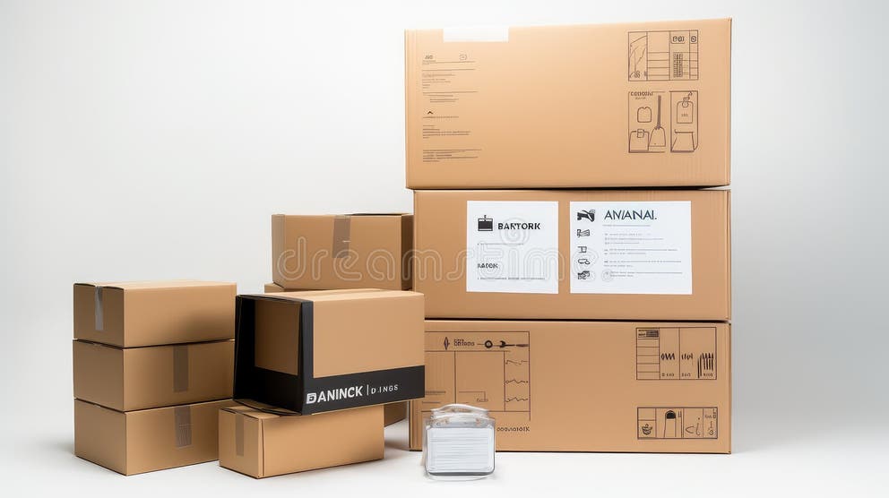 Clothes Moving Boxes Graphic Stock Illustration - Illustration of pack ...