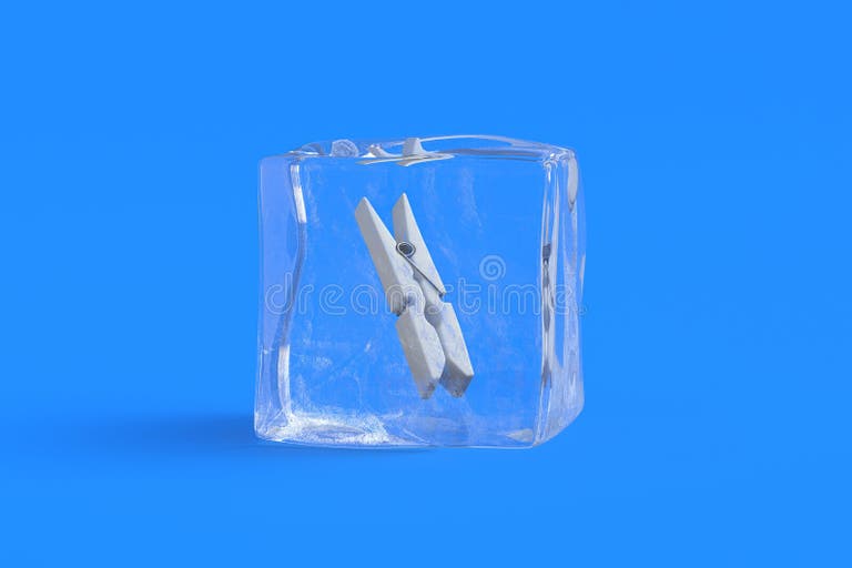 Clothes peg in ice cube stock illustration. Illustration of rendering ...