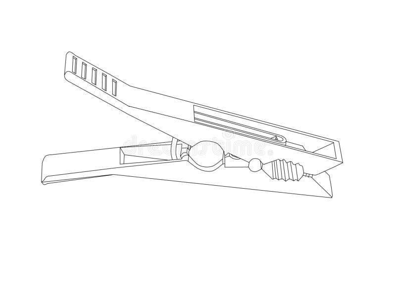 Clothes Peg - Line Illustration Stock Illustration - Illustration of ...