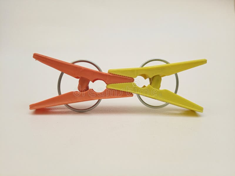 Clothes Pins, Two Colorful Plastic Laundry Clips or Clothes Pegs ...