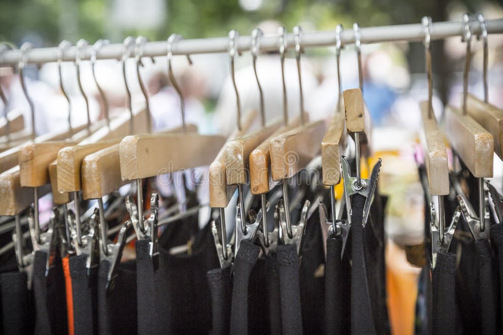 Clothes on a rack stock photo. Image of merchandise, flea - 42246482