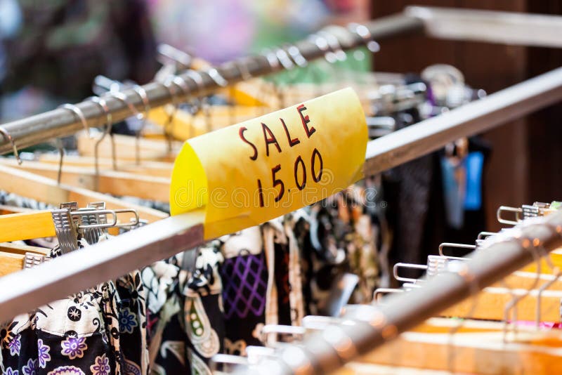 Clothes on Rail in Clothing Store Stock Image - Image of fabric ...