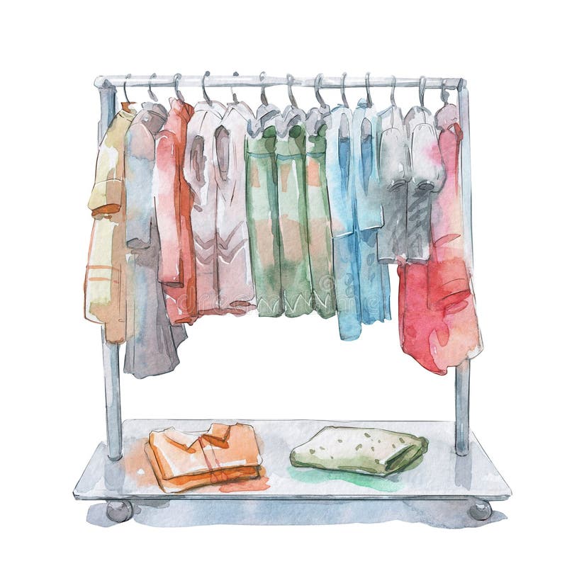Clothes Rail with Womans Collection Assortment Stock Illustration ...