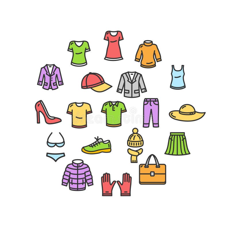 Clothes Round Design Template Thin Line Icon. Vector Stock Vector ...