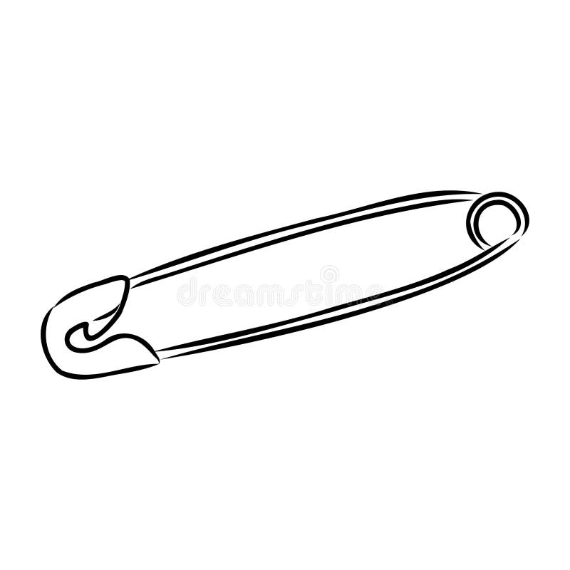 Clothes Safety Pin Hand Drawn Vector Illustration on White Background ...